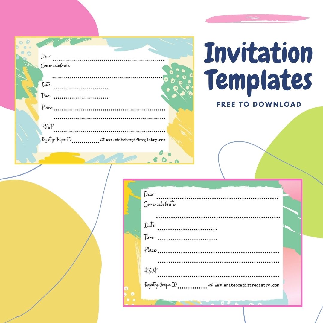 Brushstroke Invitation Templates - White Bow Gift Registry